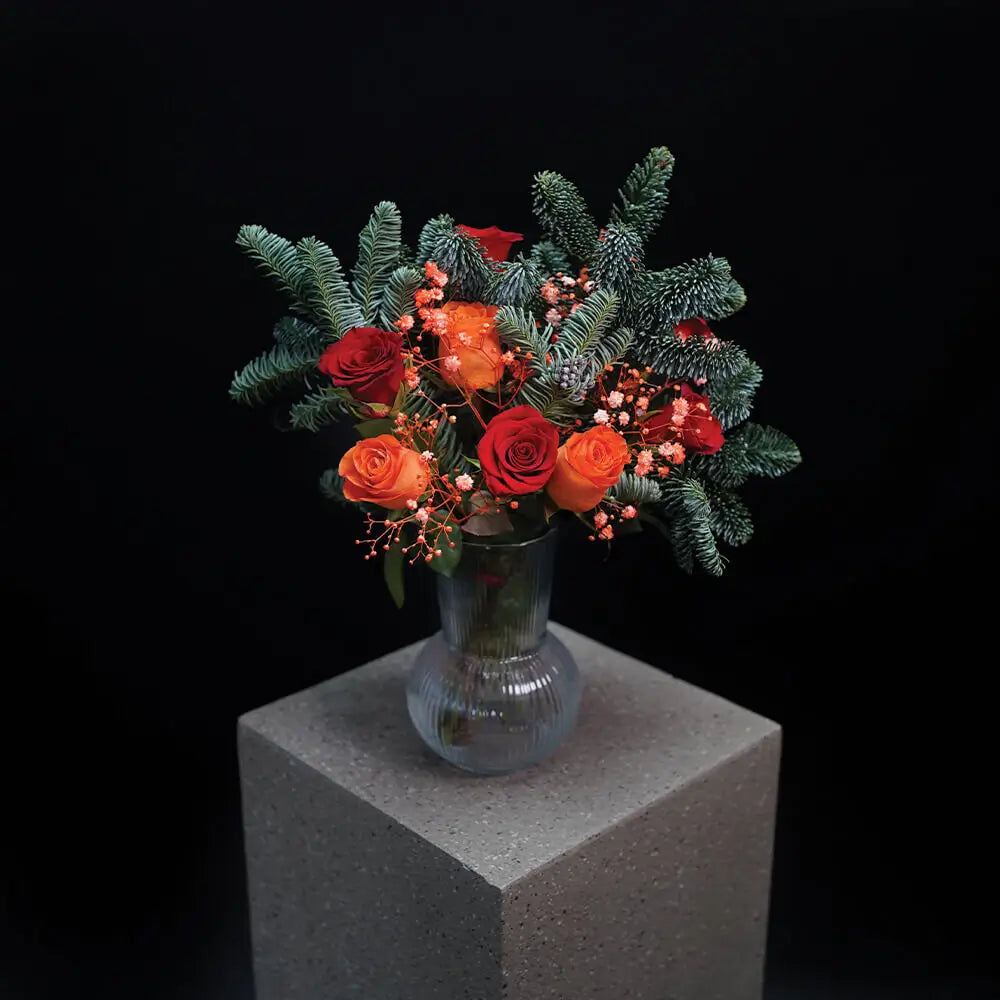 Countdown Flower Vase | Red & Orange Roses | Flower Shop in Dubai ...