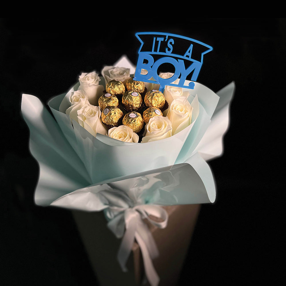 "It's a Boy" Chocolate Bouquet | Baby Boy Announcement – Aiwa Flowers